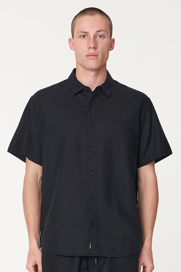 Huffer Mens Lin-In SS Shirt Black - Harry and Her