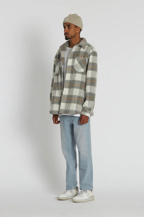 Crate Mason Check Shacket Grey Off White - Harry and Her